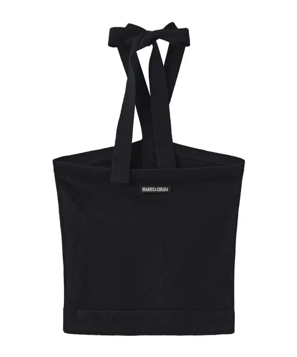 Marissa Chiara Halter Neck Button-up Top - Black