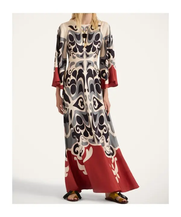 La DoubleJ Bell Sleeve Printed Maxi Dress
