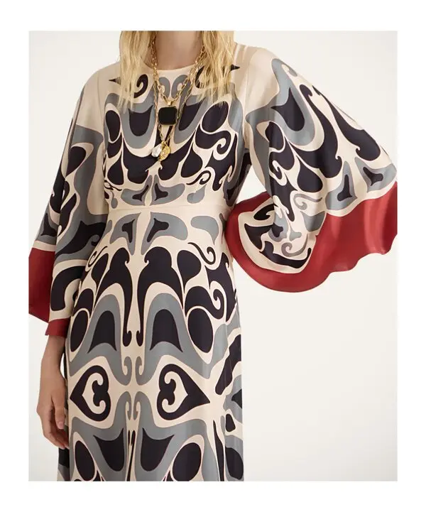 La DoubleJ Bell Sleeve Printed Maxi Dress