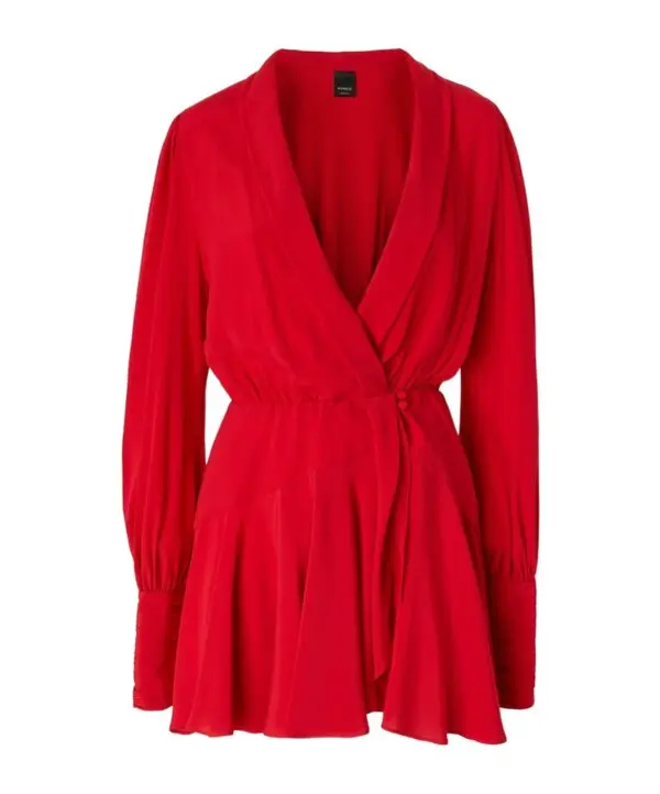 Pinko Draped Plunge Minidress - Red