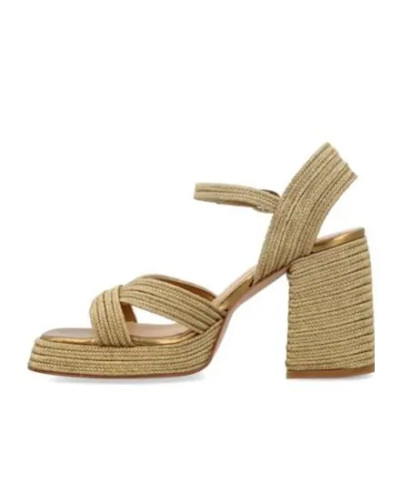 CastaÑer Valle Woven Metallic Slingback Sandals - Nude