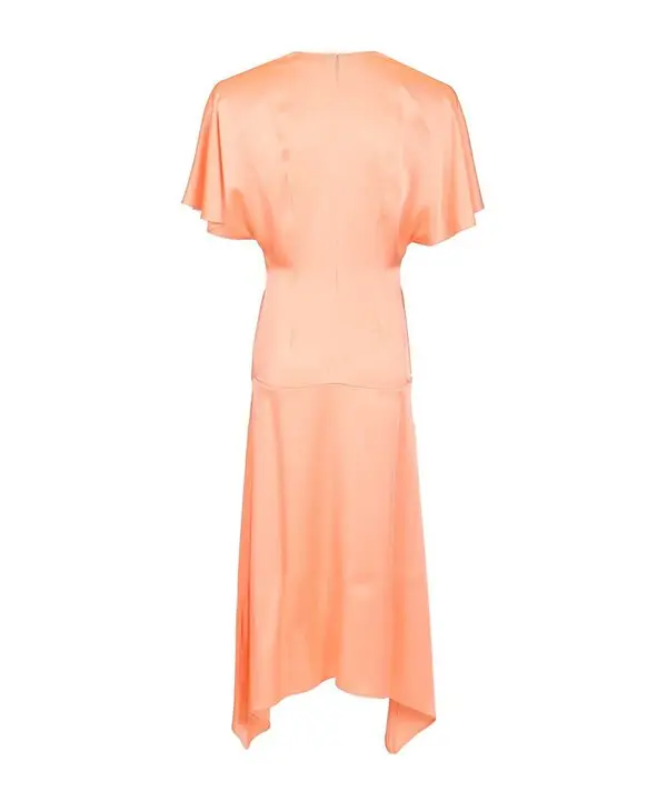 Stella McCartney V-neck Asymmetric Satin Midi Dress - Rose