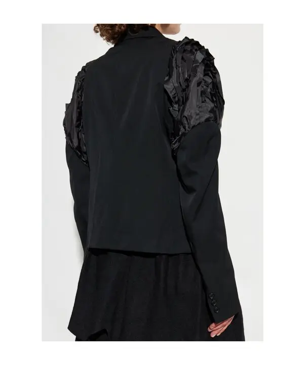 Comme Des Garçons Long-sleeved Suit Jacket With Glossy Sleeve Detailing