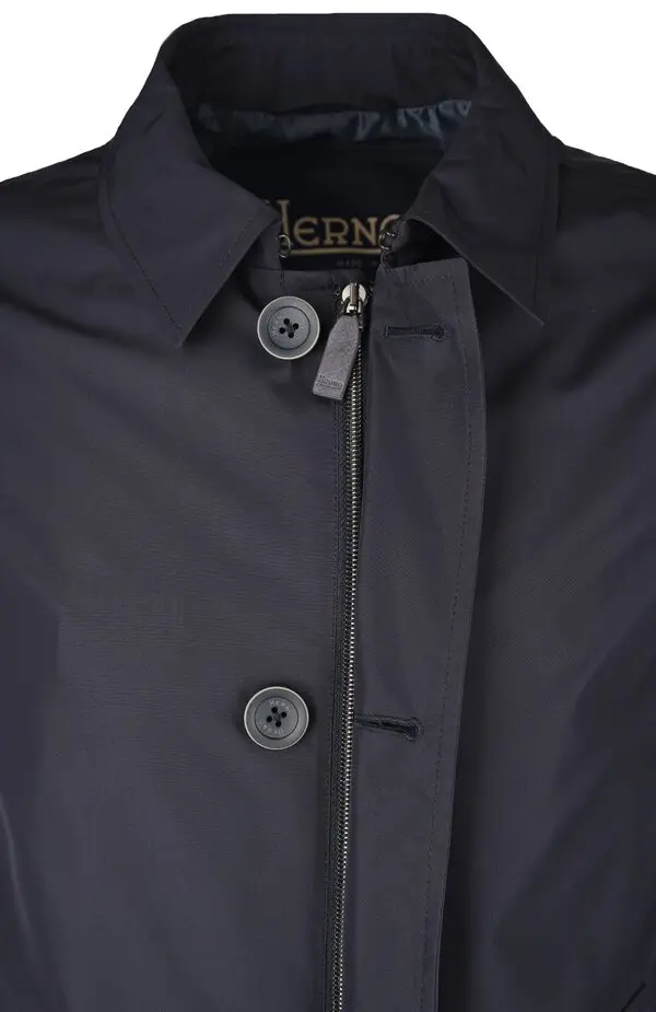 Herno Single-breasted Buttoned Shirt Coat - Black