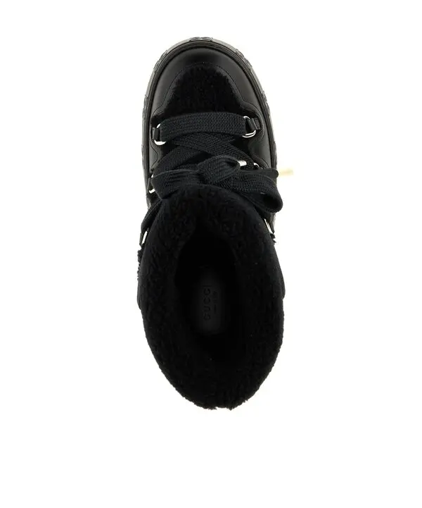 Gucci Faux-shearling Round Toe Ankle Boots - Black