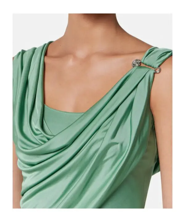 Versace Safety Pin Detailed Draped Mini Dress