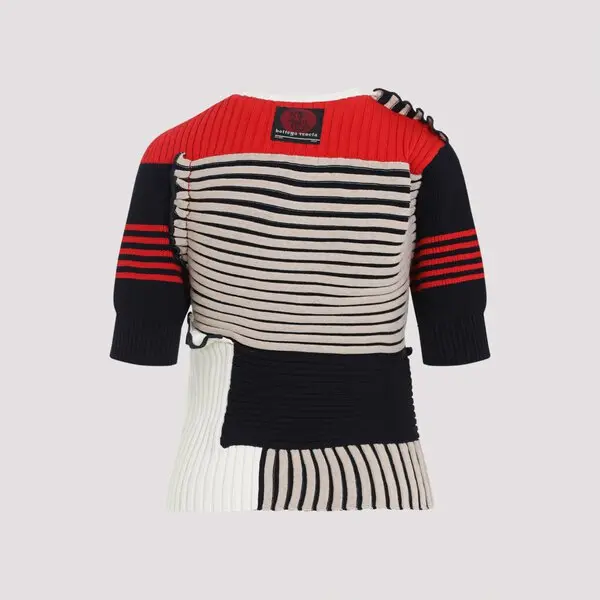 Bottega Veneta Patchwork Ribbed Knit Top - Sand/multi-colour