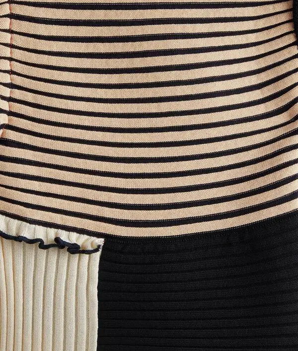 Bottega Veneta Patchwork Ribbed Knit Top - Sand/multi-colour