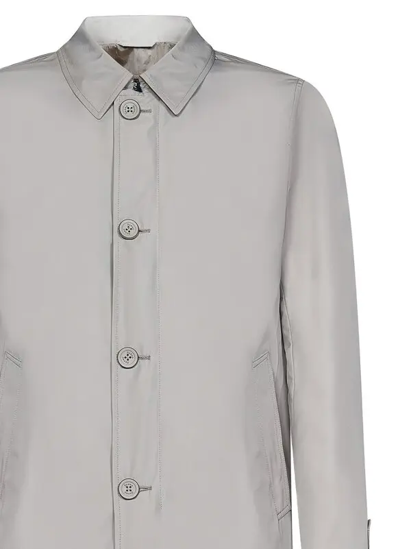 Herno Single-breasted Buttoned Shirt Coat - Gray