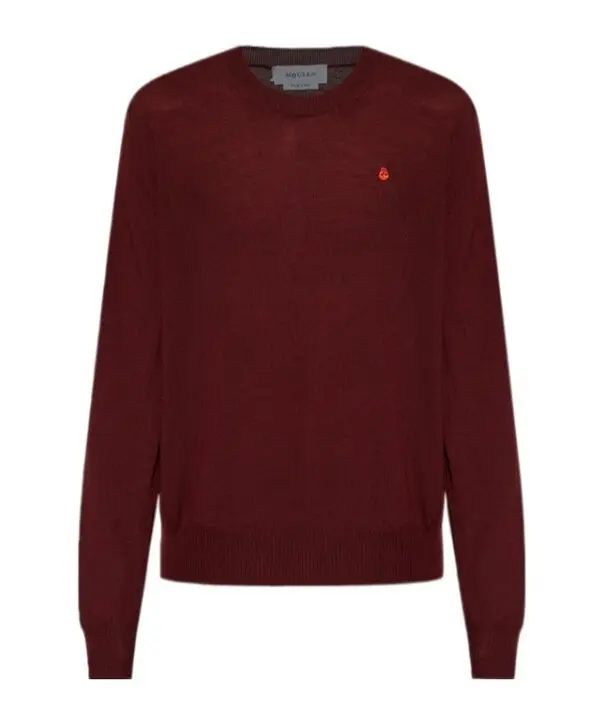 Alexander McQueen Skull Embroidered Crewneck Jumper - Brown