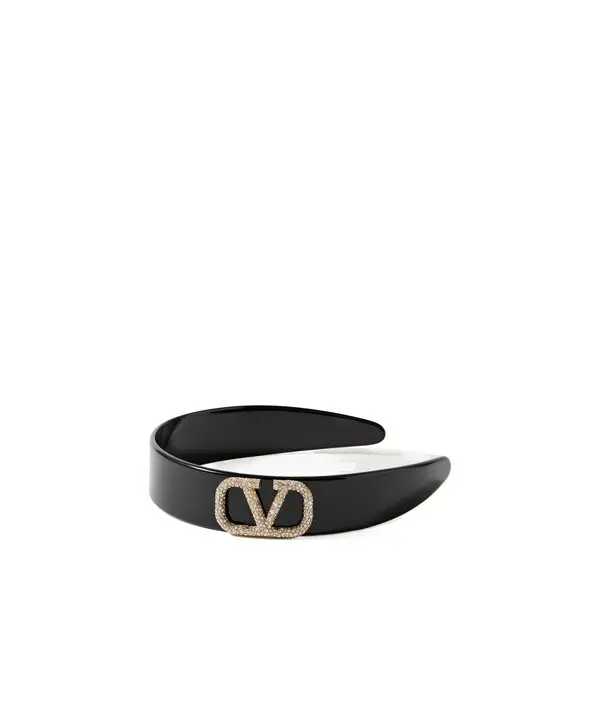 Valentino Garavani Vlogo Signature Embellished Headband - Black