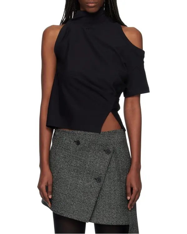 COURREGES Crew Neck T-shirt With Slit Hem