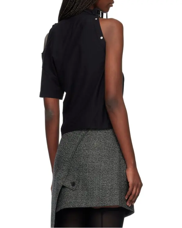 COURREGES Crew Neck T-shirt With Slit Hem