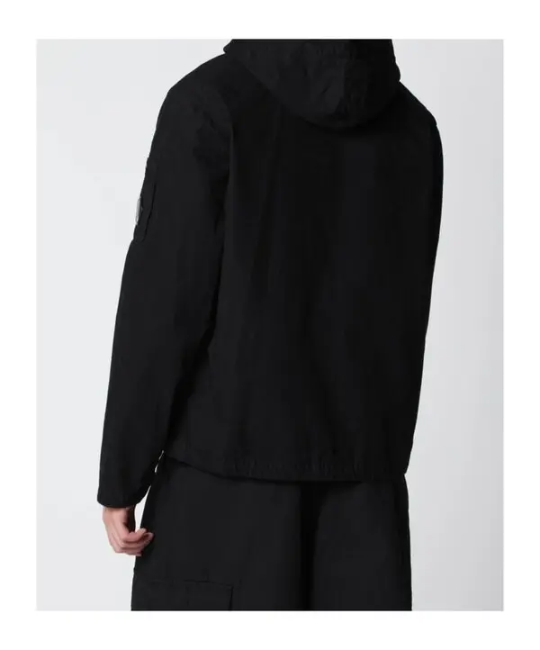 C.P. COMPANY Zip-up Hooded Jacket With Patch Pockets - Black