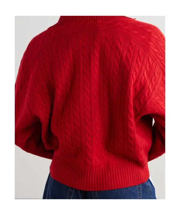 Brunello Cucinelli Long-sleeved Ribbed Knit Polo Sweater With Half-button Closure - Red