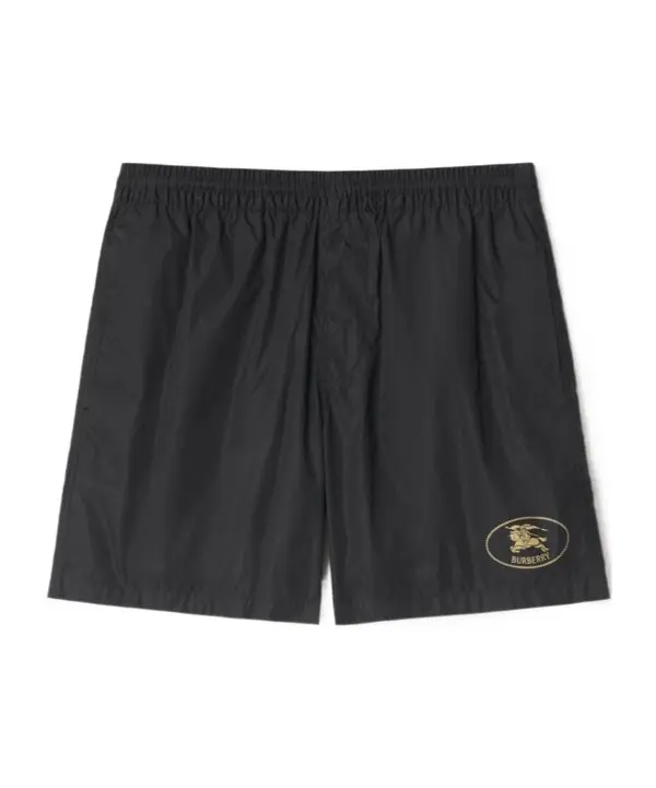 Burberry Swim Shorts With Equestrian Knight Design - Black