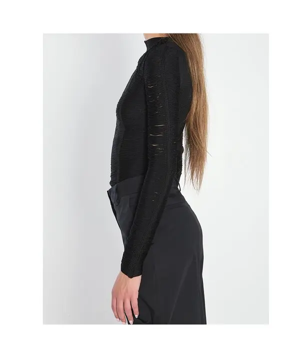 Attico Long Sleeve Fringed Jumper