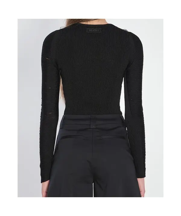 Attico Long Sleeve Fringed Jumper