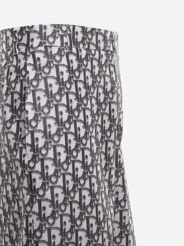 Dior Logo Jacquard Shorts With Striped Hem - Black