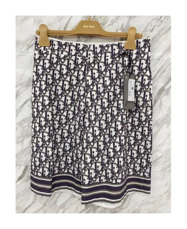 Dior Logo Jacquard Shorts With Striped Hem - Black