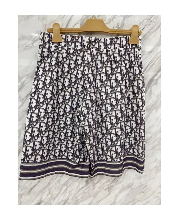 Dior Logo Jacquard Shorts With Striped Hem - Black