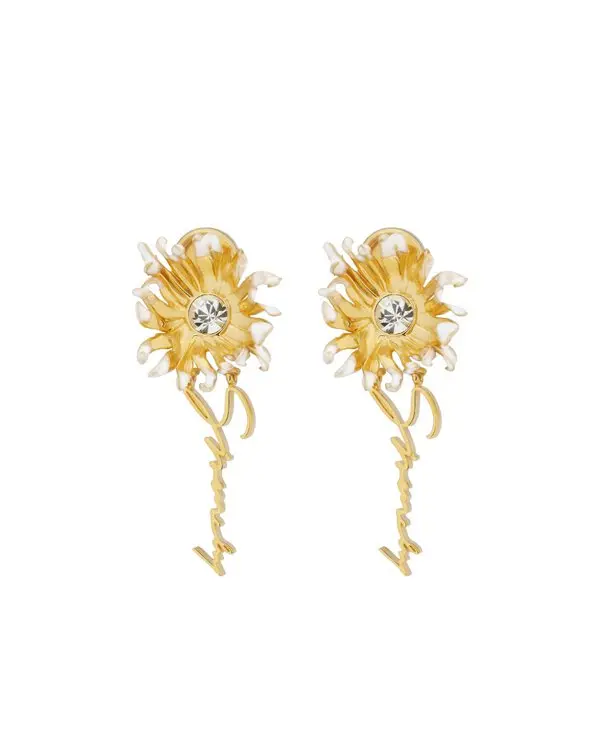 Givenchy Daisy Earrings In Metal, Enamel, And Crystal - Yellow