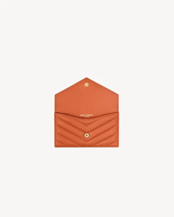 Saint Laurent Chevron Logo Wallet - Deep Orange