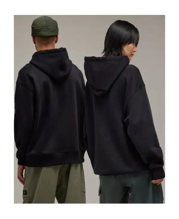 Y3 Logo-printed Drawstring Hoodie - Black