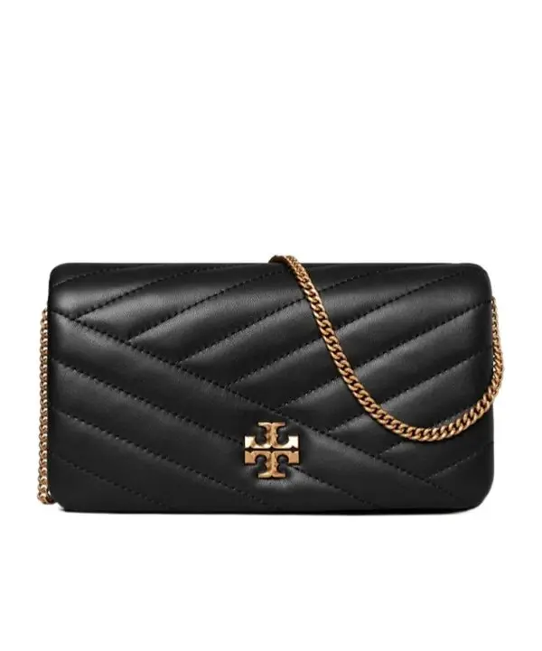 Tory Burch Kira Chevron Chained Wallet - Black