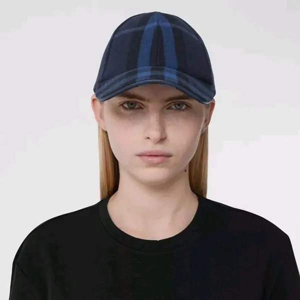 Burberry Checked Baseball Cap - Blue