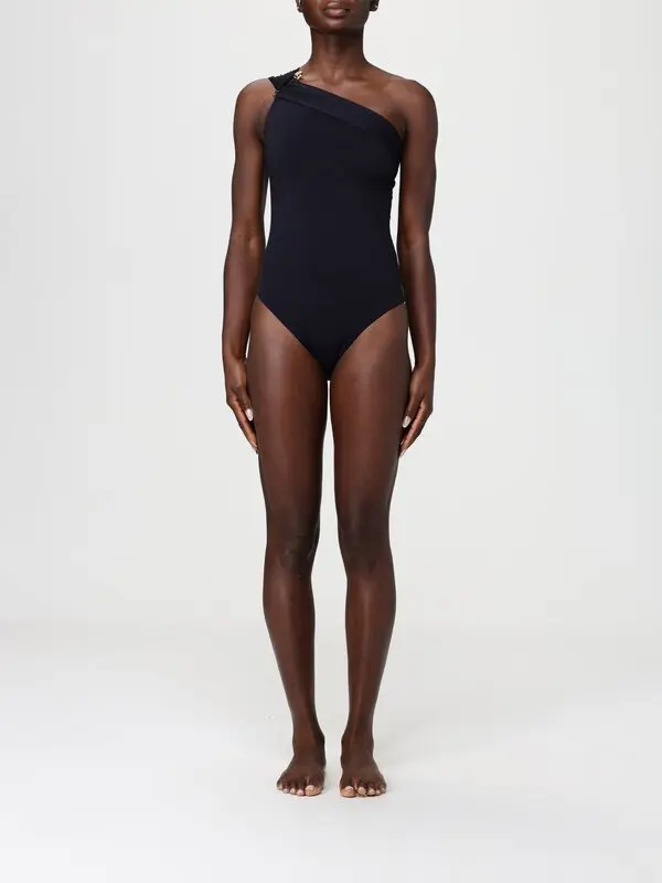 Versace One-shoulder One-piece Swimsuit With Safety Pin Hardware