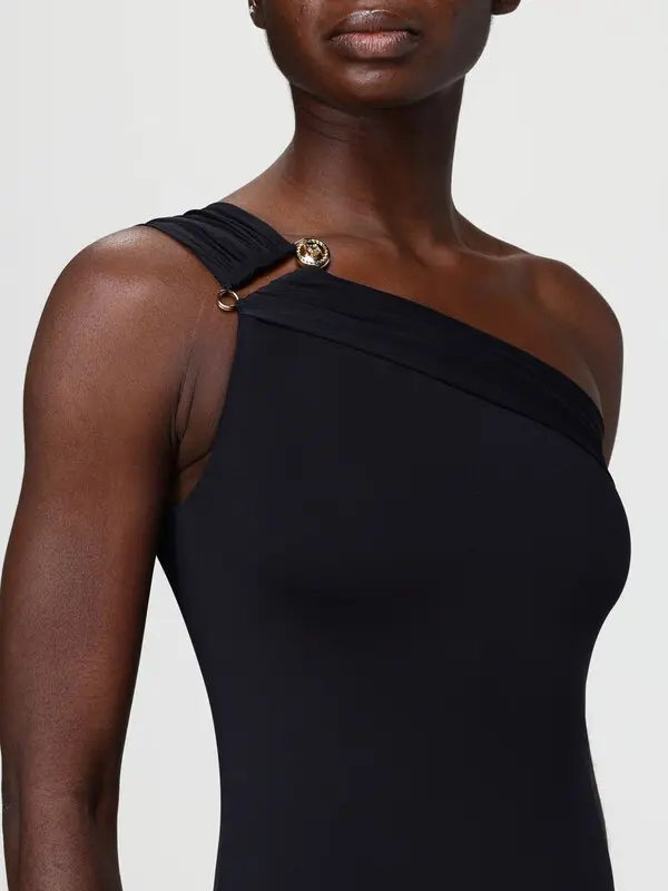 Versace One-shoulder One-piece Swimsuit With Safety Pin Hardware