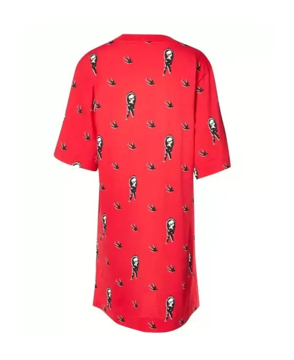 Alexander McQueen Printed Round Neck Short Sleeve Dress