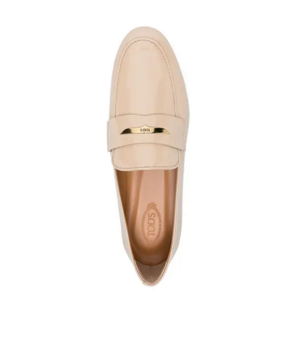 TOD'S Round Toe Loafers With Letter Detailing