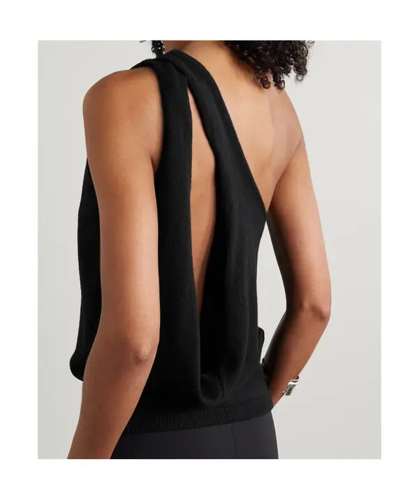 RÓHE One-shoulder Top With Draped Openwork Back - Black