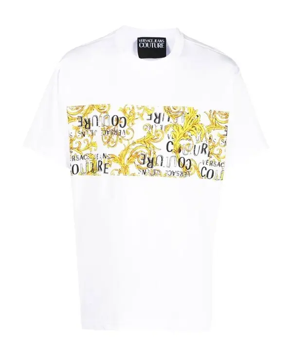 Versace Logo Printed Crewneck T-shirt - White