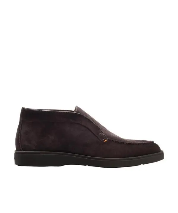 Santoni Desert Round-toe Slip-on Boots - Black