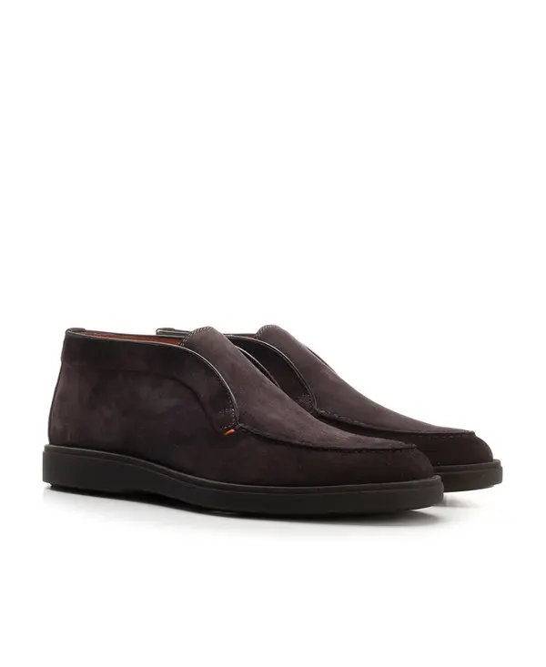 Santoni Desert Round-toe Slip-on Boots - Black