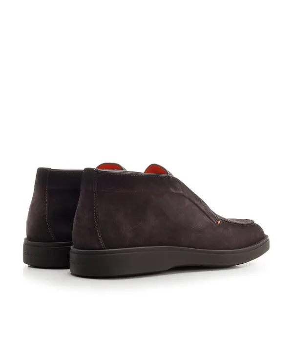 Santoni Desert Round-toe Slip-on Boots - Black