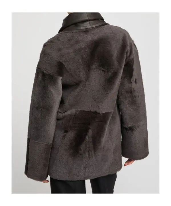 YVES SALOMON Leather-trimmed Shearling Jacket