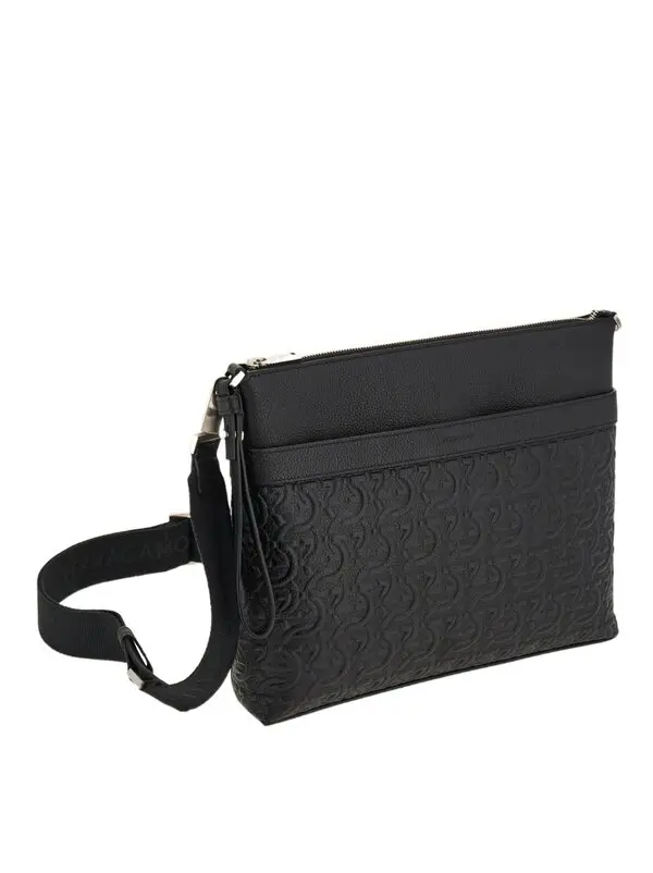 FERRAGAMO Gancini Embossed Messenger Bag