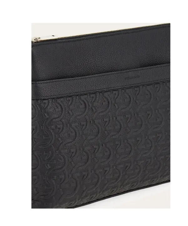FERRAGAMO Gancini Embossed Messenger Bag