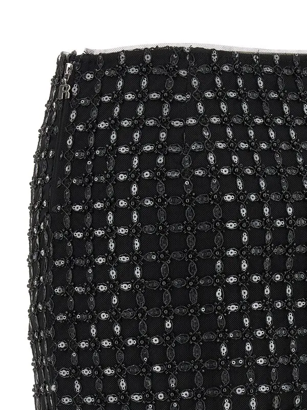 ROTATE BY BIRGER CHRISTENSEN Sequin Embellished Mini Skirt - Black