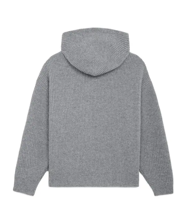 Celine Ribbed Wool Hooded Sweater With Brand Logo