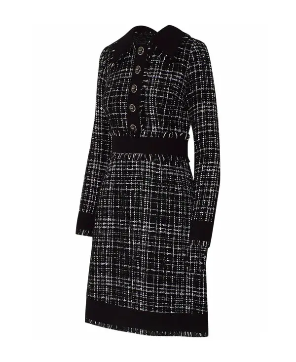 Dolce & Gabbana And White Tweed Mini Dress With Tassel Hem