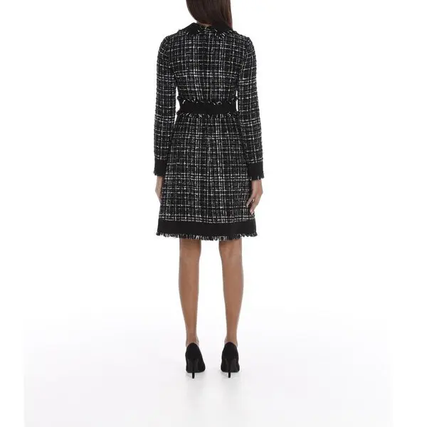 Dolce & Gabbana And White Tweed Mini Dress With Tassel Hem