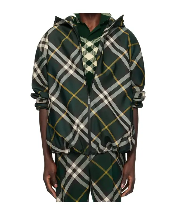 Burberry Embroidered Checkered Zip-up Jacket