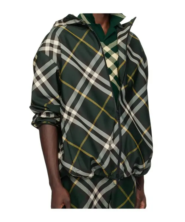 Burberry Embroidered Checkered Zip-up Jacket