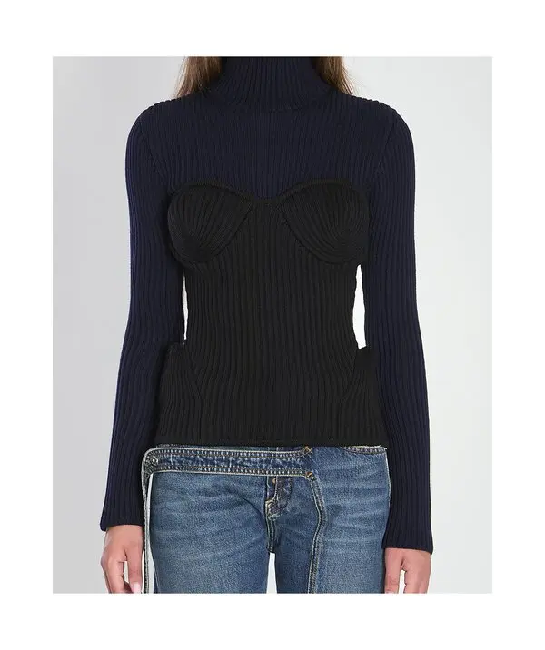 JEAN PAUL GAULTIER Ribbed Knit Pullover - Black