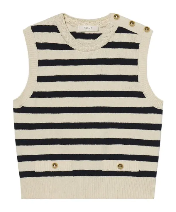 FRAME The Harbor Striped-pattern Vest - Navy Blue Multicolor